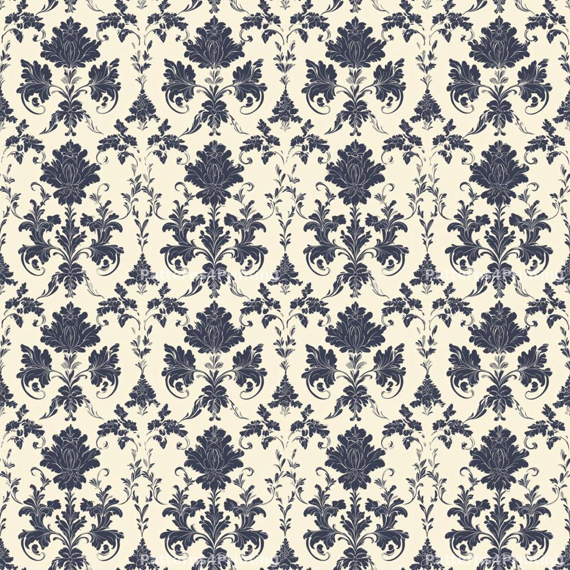 Elegant Navy Floral Digital Pattern Print Seamless Wallpaper Design for ...