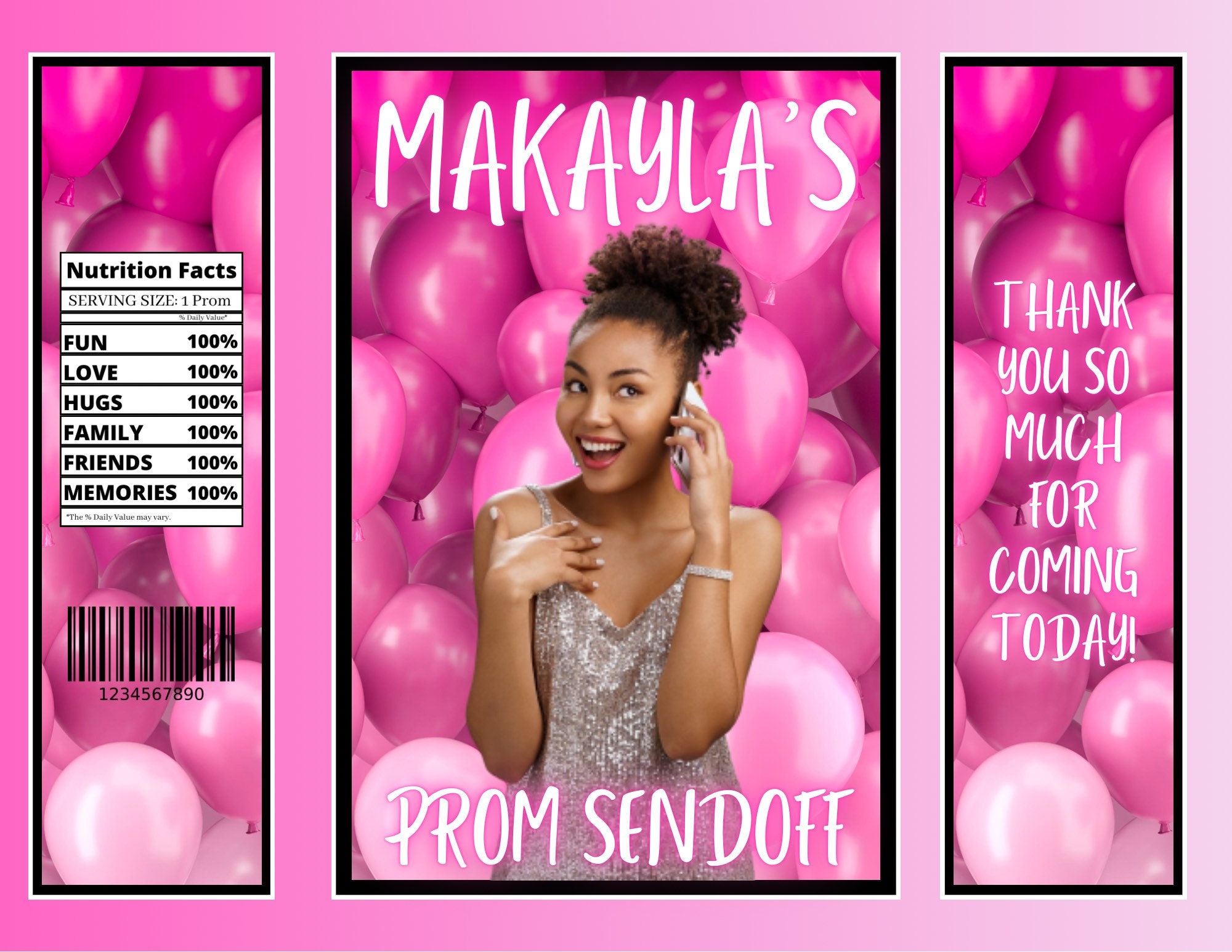 Pink Balloons Prom Party Template Bundle 2023 Prom Chip Bag & - Etsy