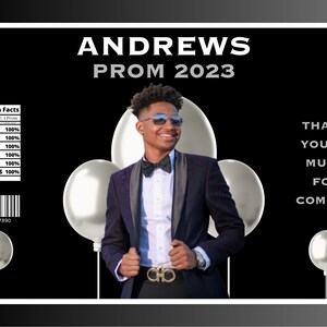 Black and Silver Prom Party Template Bundle, 2023 Prom Chip Bag & Water ...