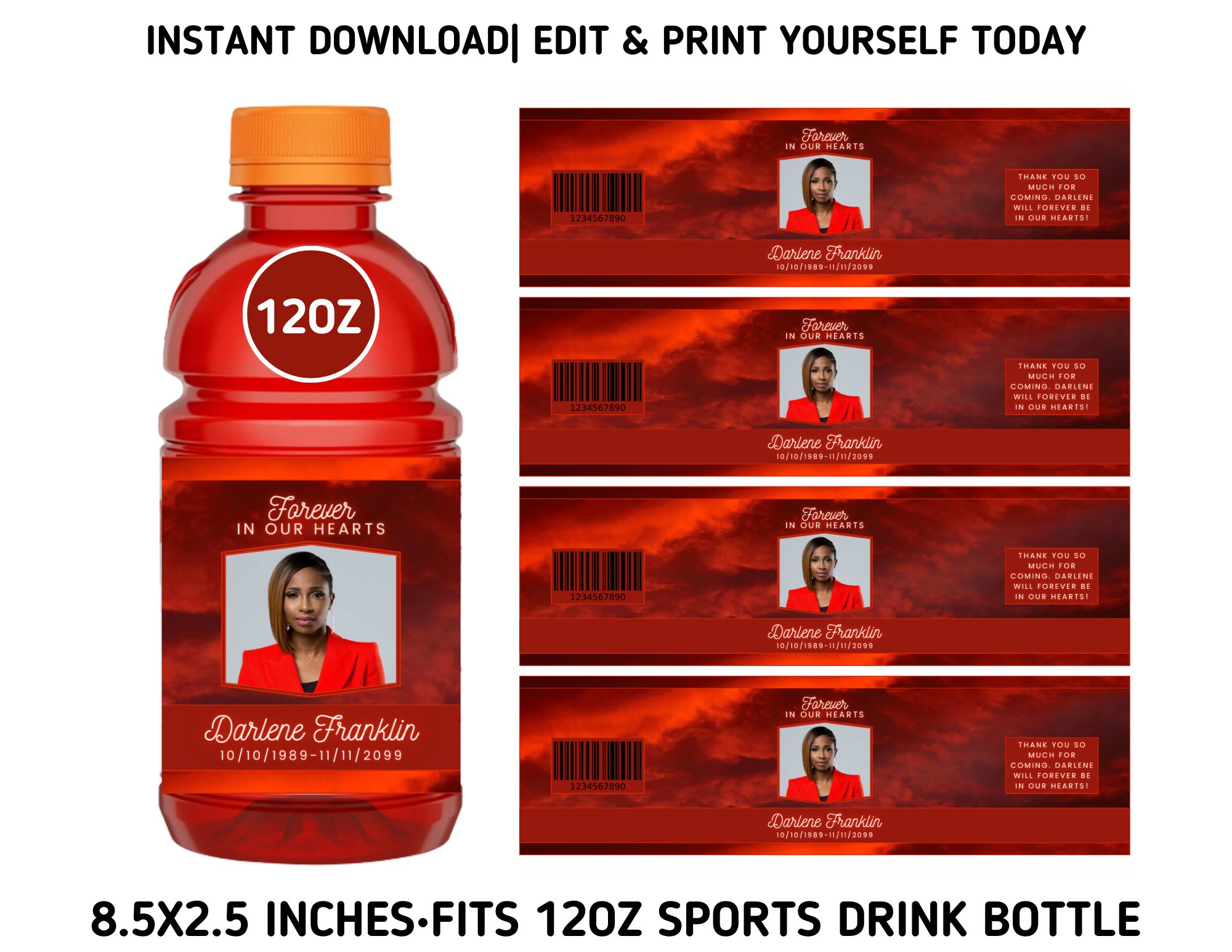 Red Funeral Chip Bag Bundle, Funeral Chips, Sports Drink Bottle Labels ...