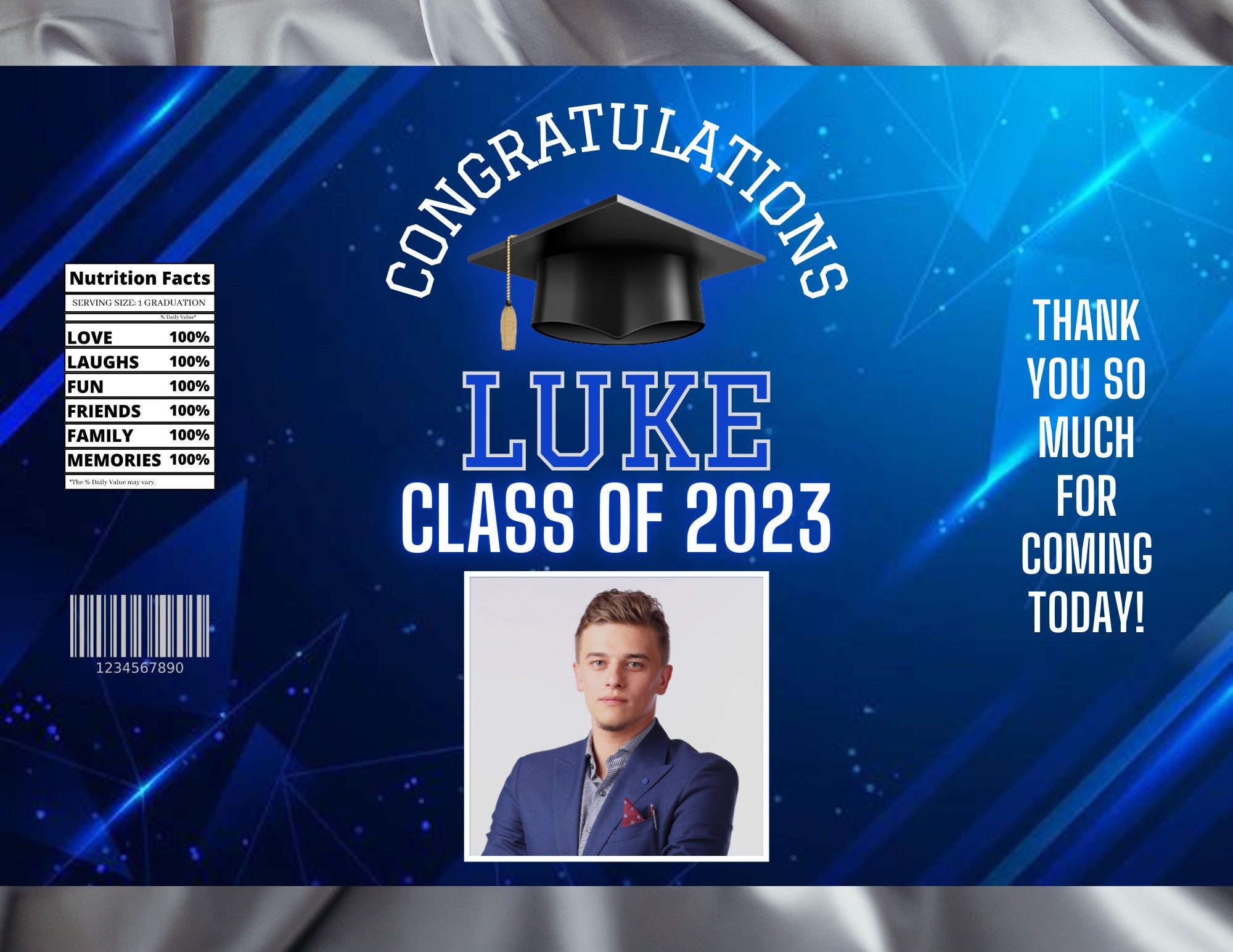 Blue Grad Party Template Bundle Class of 2023 Chip Bag & - Etsy