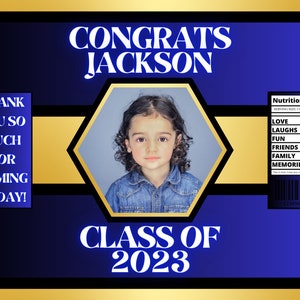 Blue and Gold Grad Party Template Bundle, Class of 2023 Chip Bag ...