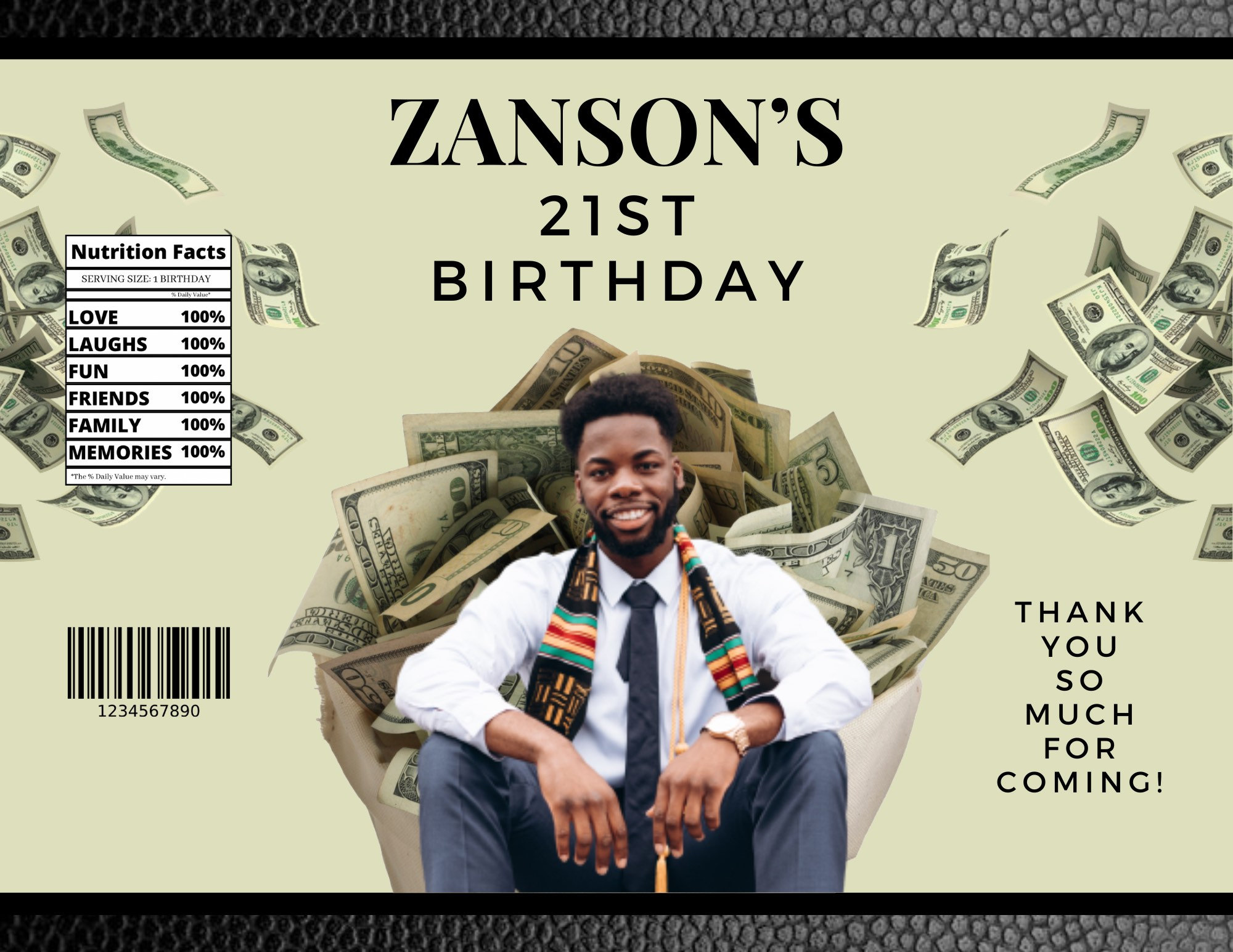 Green Money Birthday Party Template Bundle, Money Theme Chip Bag ...