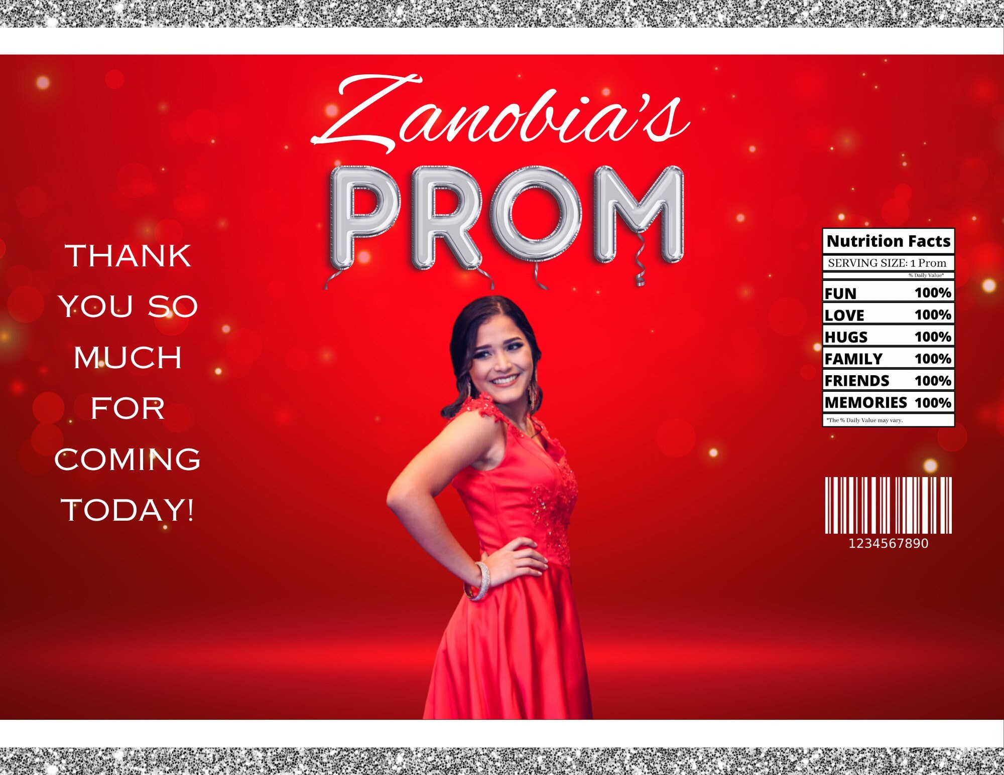 Red and Silver Prom Party Template Bundle, 2024 Prom Chip Bag & Water ...
