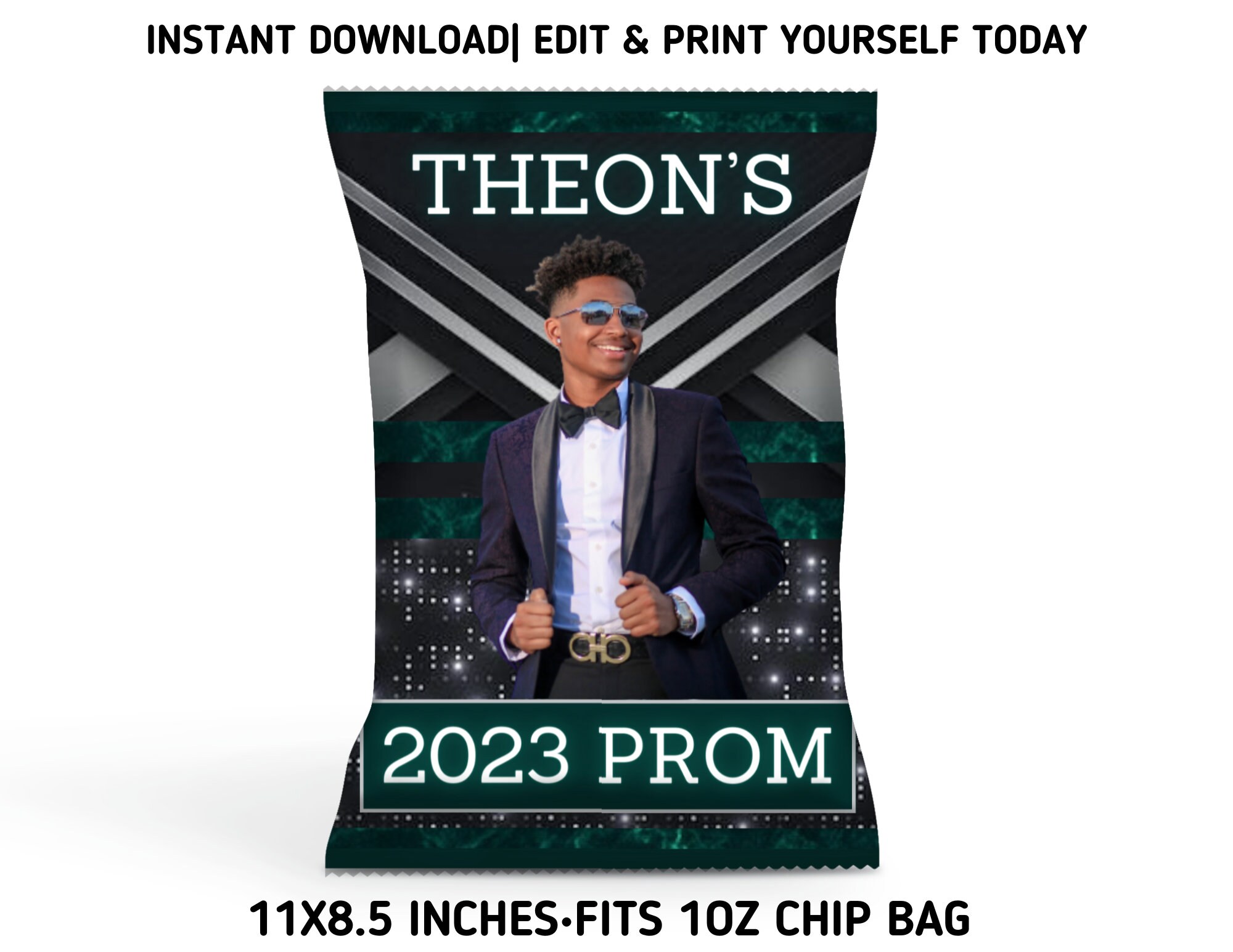 Green Prom Chip Bag & Water Bottle Labels Templates - Etsy