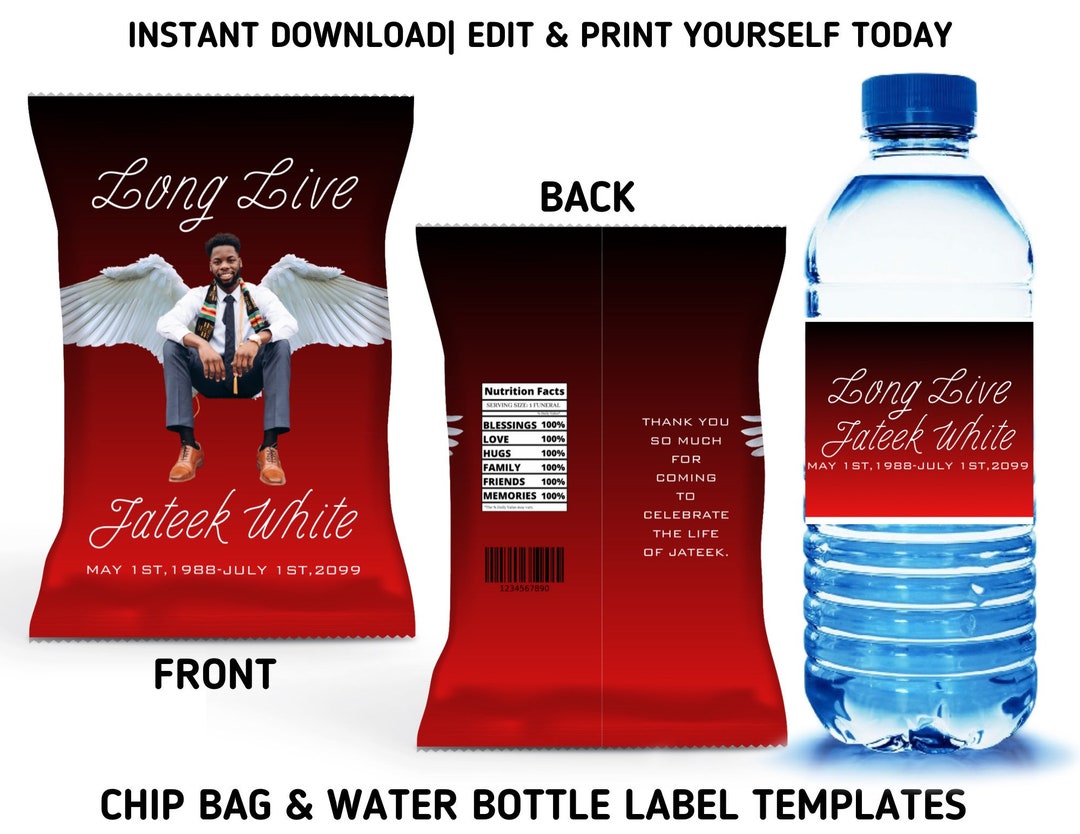 Red and Black Angel Wings Funeral Template Bundle, Angel Wings Funeral ...