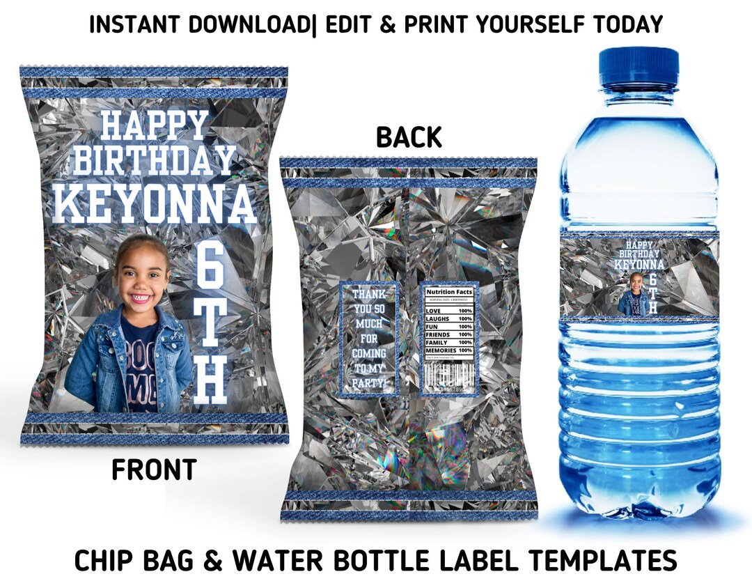 Diamond/denim Birthday Party Template Bundle, Blue Jeans Theme Birthday ...