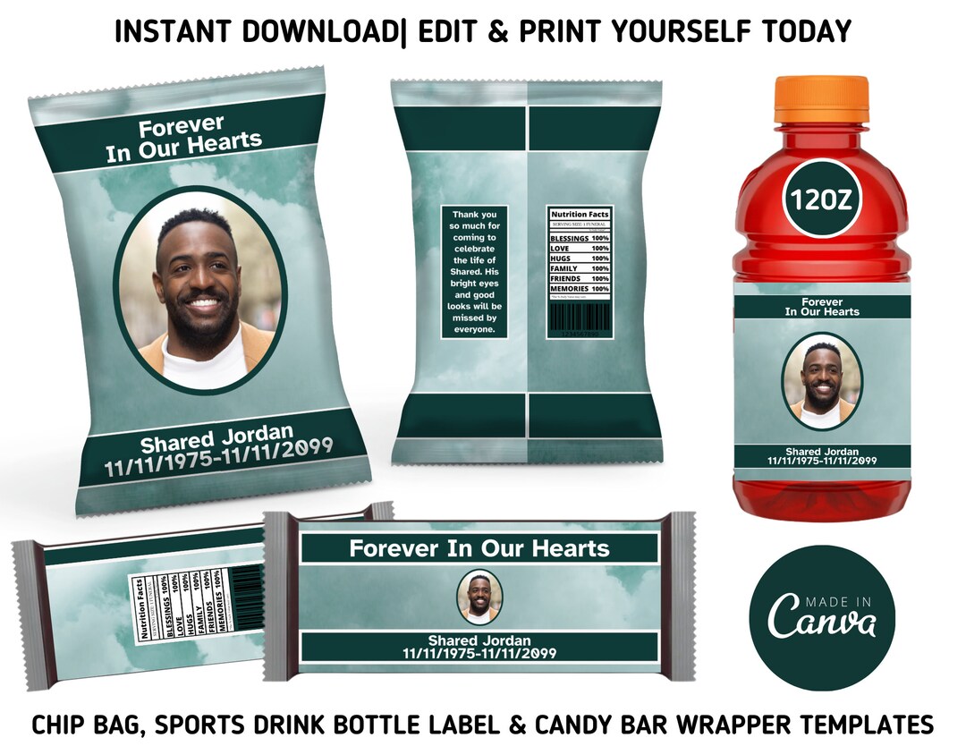 Green Funeral Chip Bag Bundle, Clouds Funeral Chip, Sports Drink Bottle ...