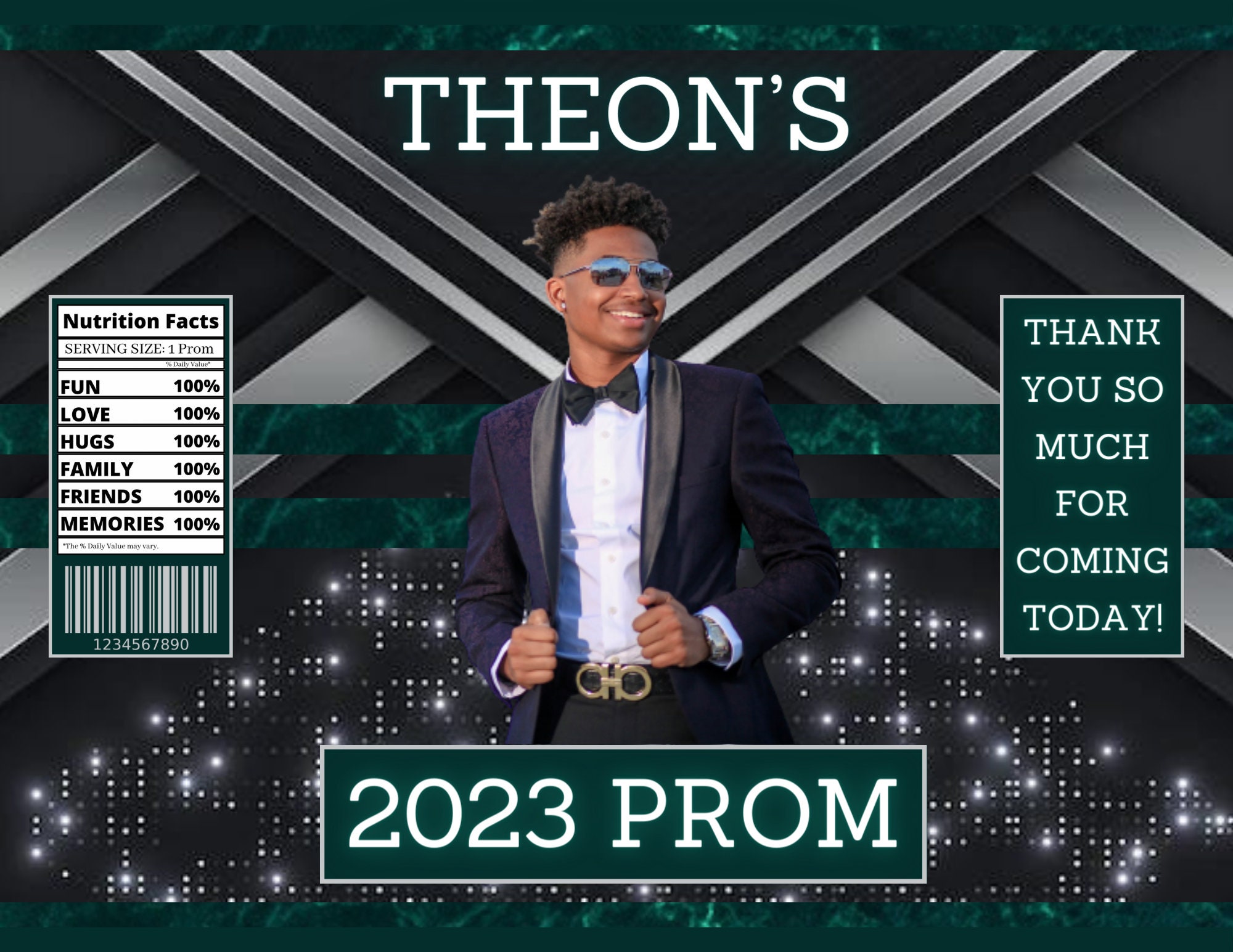 Green Prom Chip Bag & Water Bottle Labels Templates - Etsy