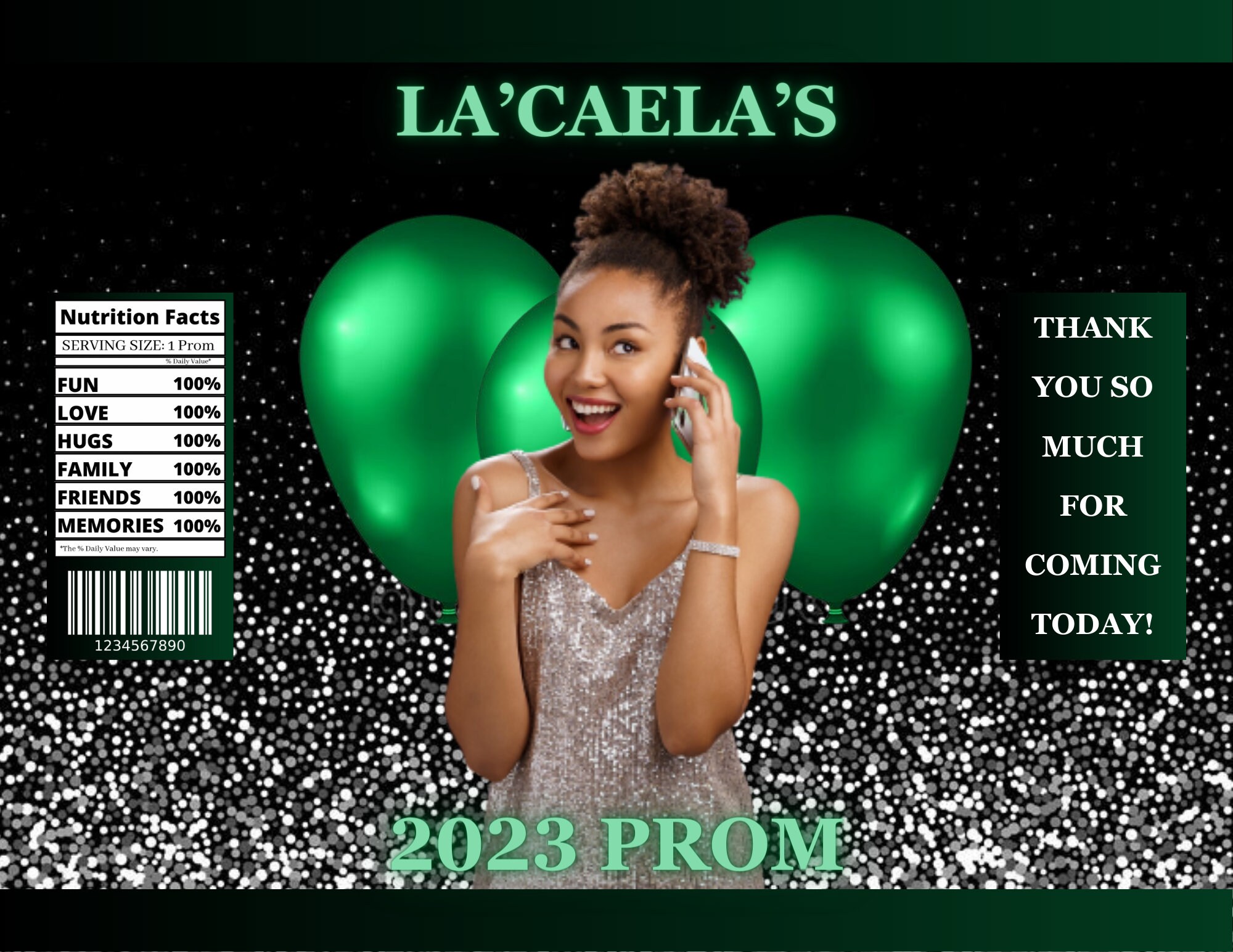 Black and Green Prom Party Template Bundle 2023 Prom Chip Bag - Etsy