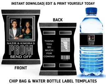 Black and White Prom Party Template Bundle, 2023 Glam Prom Chip Bag ...