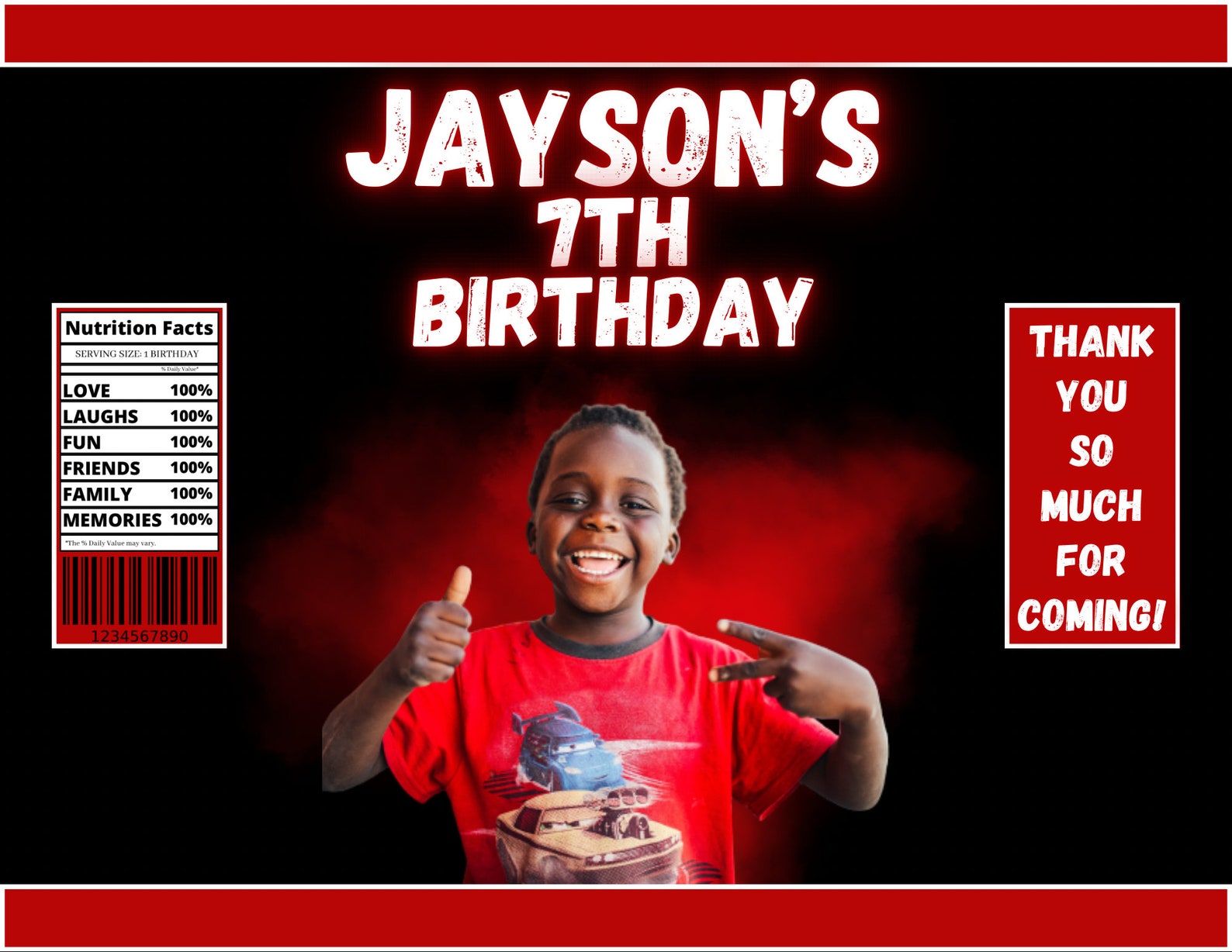 Red and Black Birthday Party Template Bundle, Red Chip Bag & Water ...