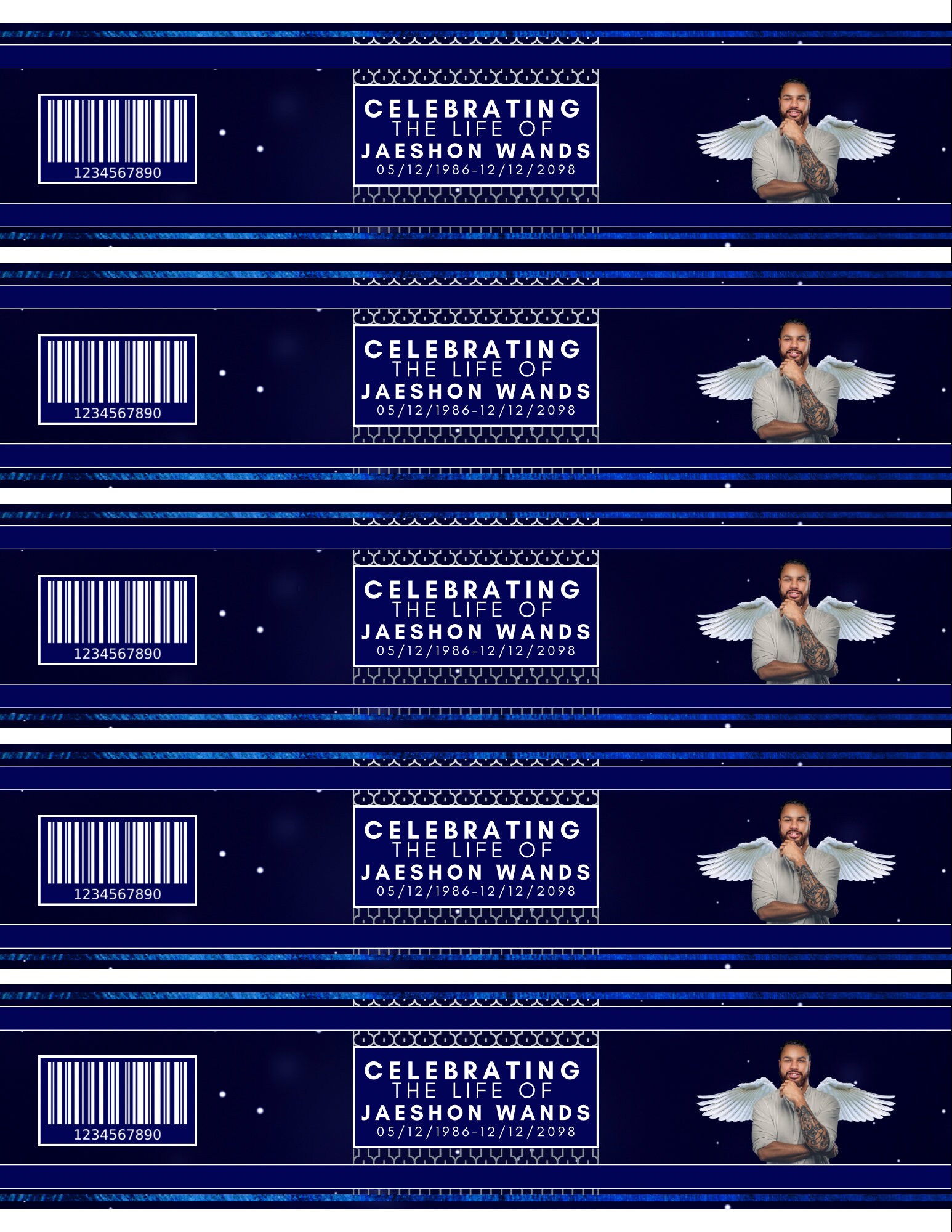 Blue Funeral Template Bundle, Blue Funeral Chip Bag & Water Bottle ...