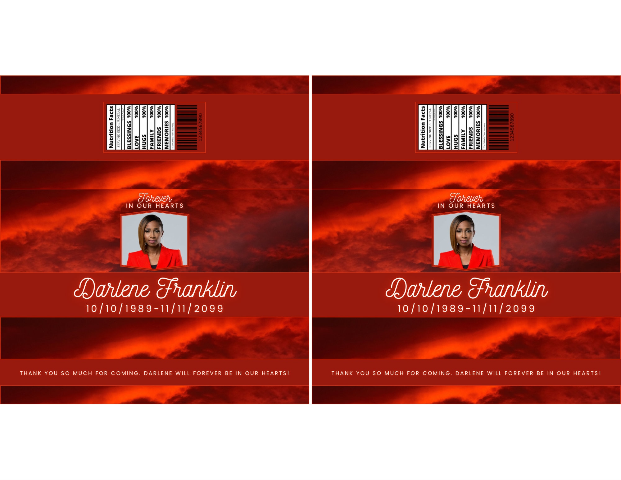 Red Funeral Chip Bag Bundle, Funeral Chips, Sports Drink Bottle Labels ...