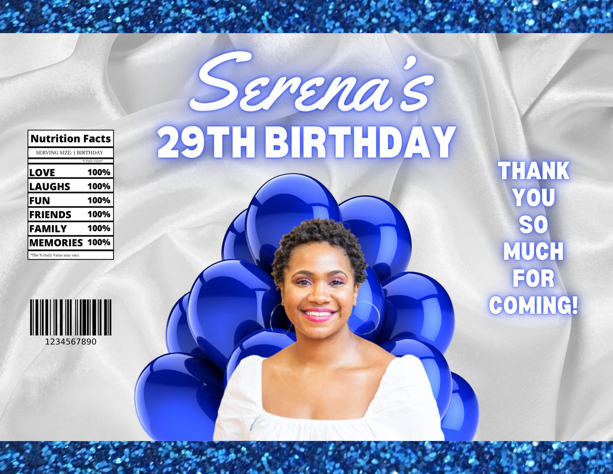 Glitter and Blue Balloons Birthday Party Template Bundle, Blue Balloons ...