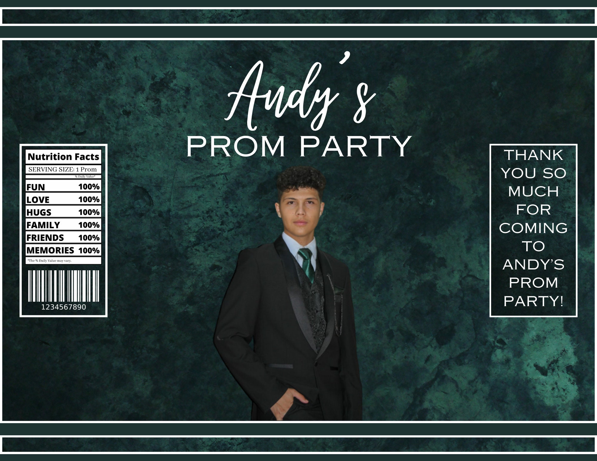 Green Prom Party Template Bundle, 2024 Prom Chip Bag & Water Bottle ...