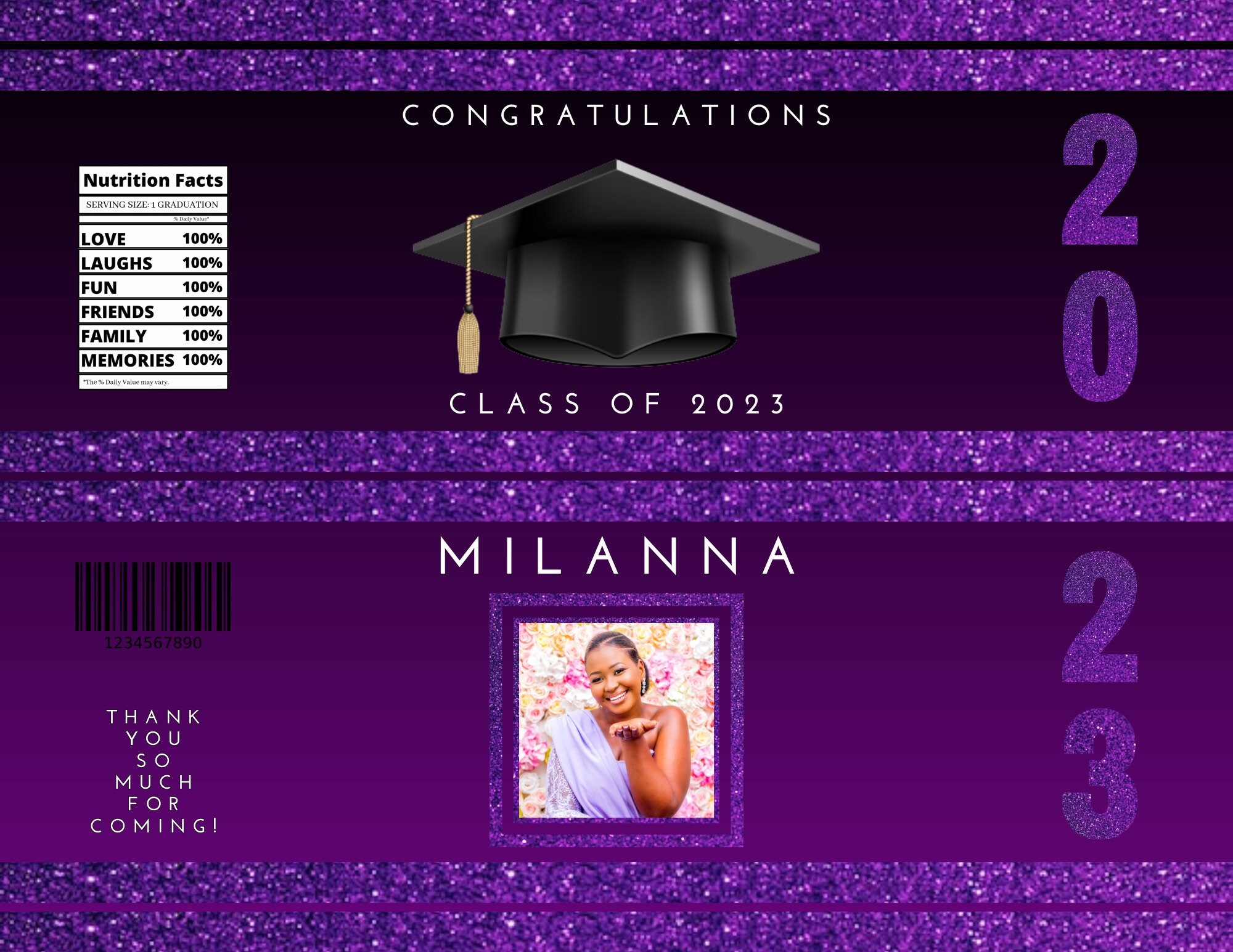 Purple Sparkle Grad Party Template Bundle Class of 2023 Chip - Etsy