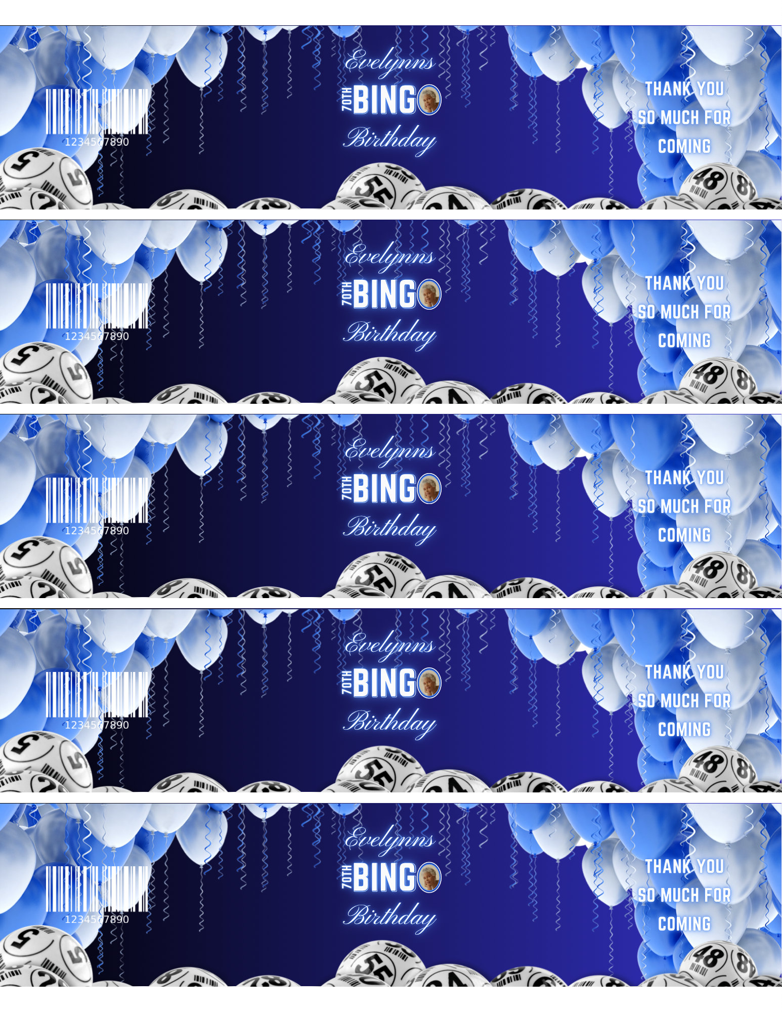 Blue Bingo Birthday Chip Bag & Water Bottle Label Templates - Etsy