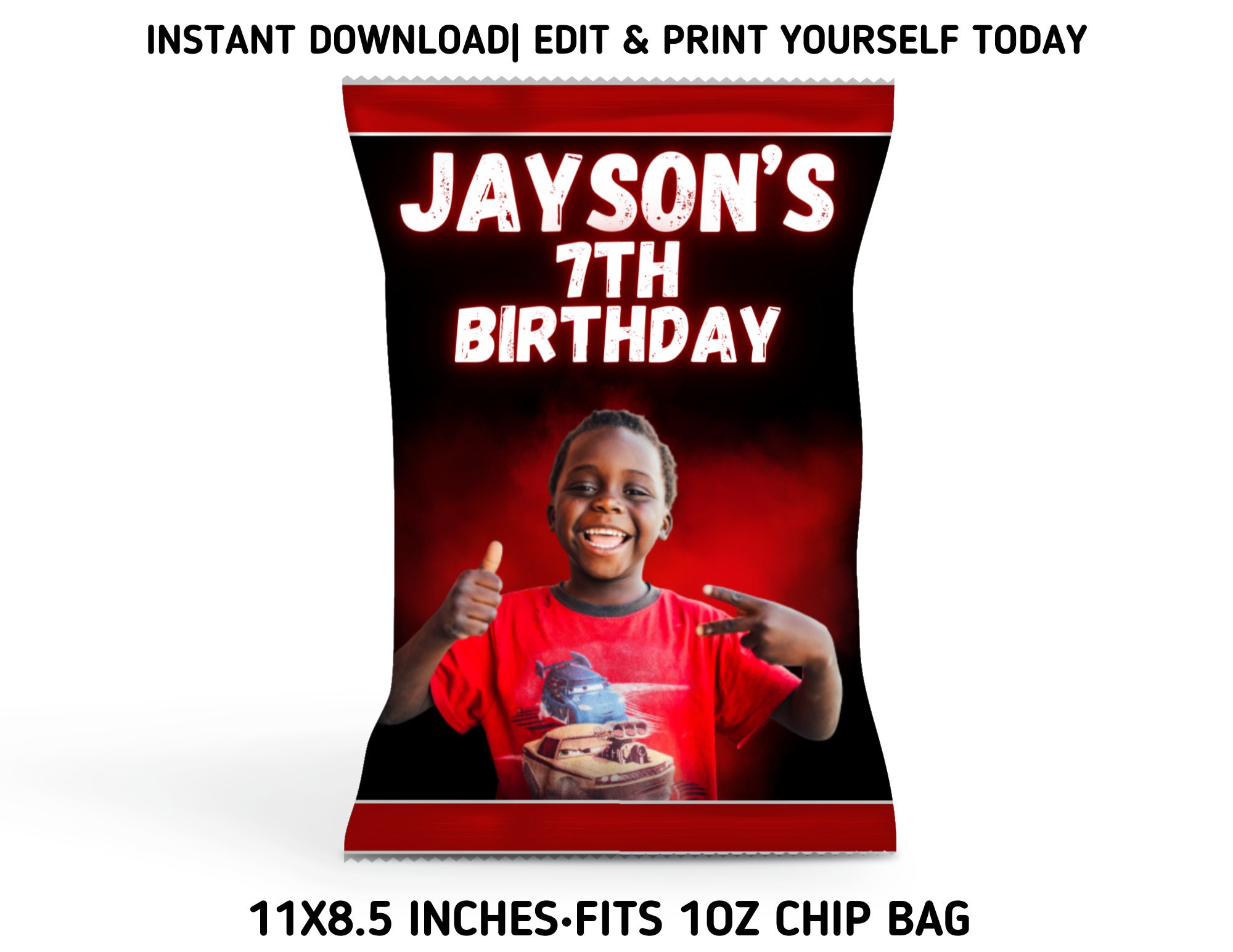 Red and Black Birthday Party Template Bundle, Red Chip Bag & Water ...