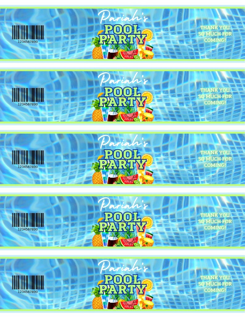 Pool Party Chip Bag Pool Party Water Labels Pool Party - Etsy