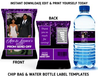 Black and White Prom Party Template Bundle, 2023 Glam Prom Chip Bag ...