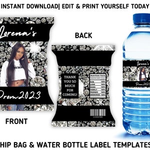 Black and White Prom Party Template Bundle, 2023 Glam Prom Chip Bag ...