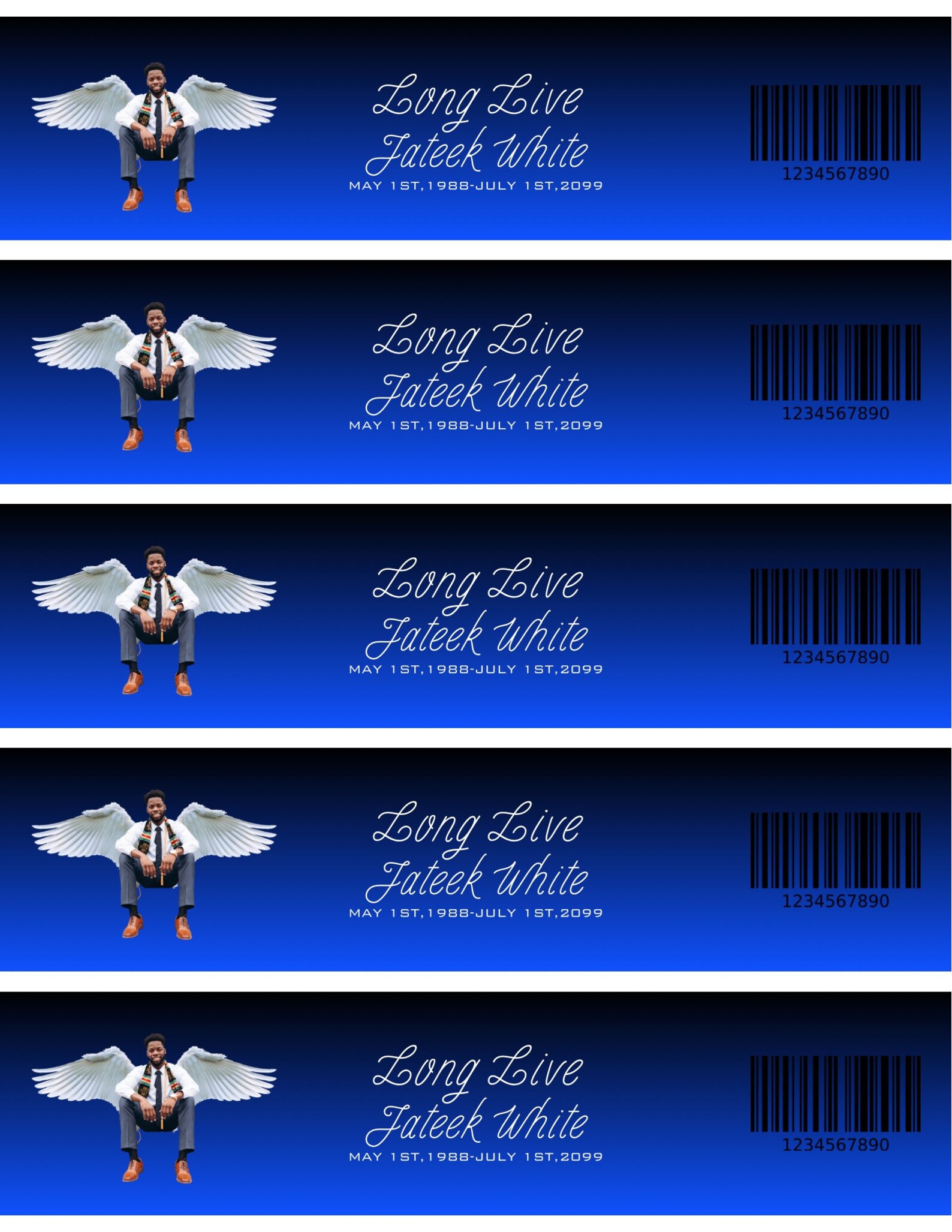 Blue and Black Funeral Template Bundle, Angel Wings Funeral Chip Bag ...