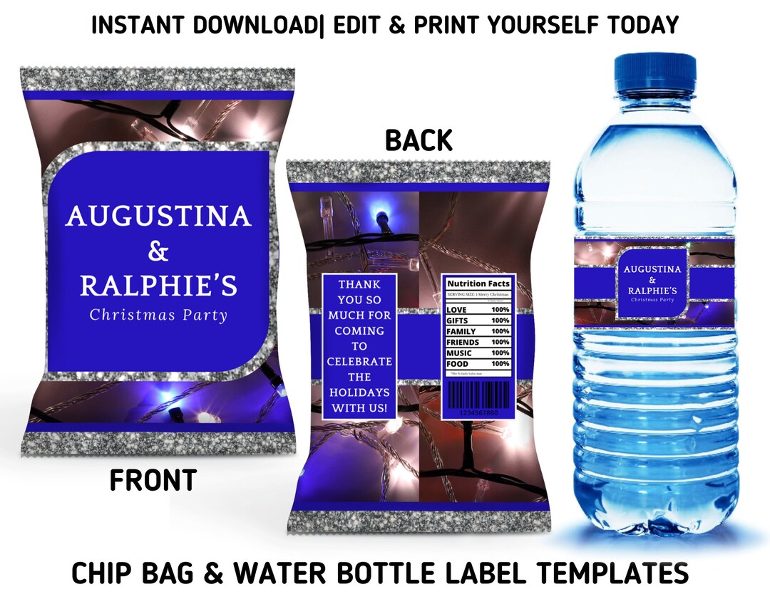 Merry Christmas Chip Bag Merry Christmas Water Labels - Etsy