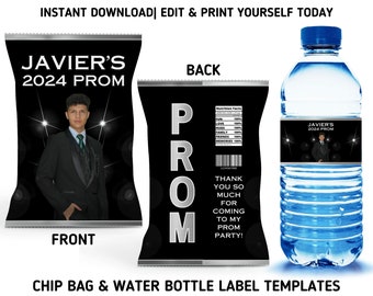 Black and White Prom Party Template Bundle, 2023 Glam Prom Chip Bag ...