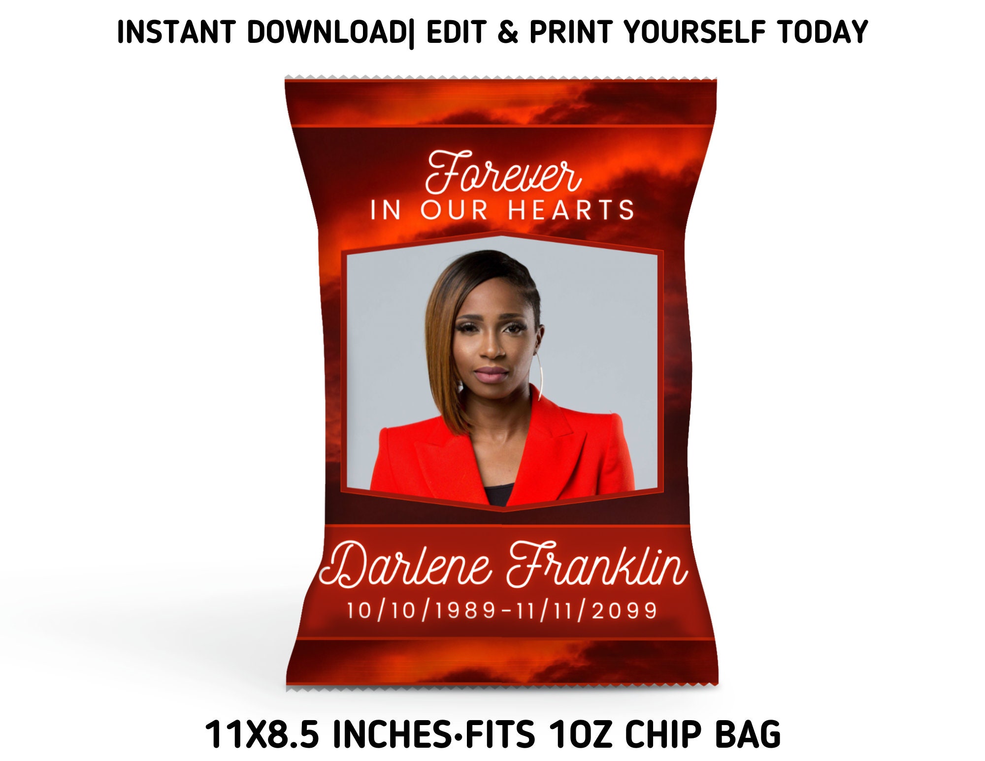 Red Funeral Chip Bag Bundle, Funeral Chips, Sports Drink Bottle Labels ...