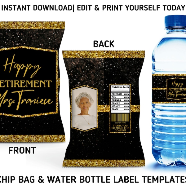 Retirement Chip Bag Template - Etsy