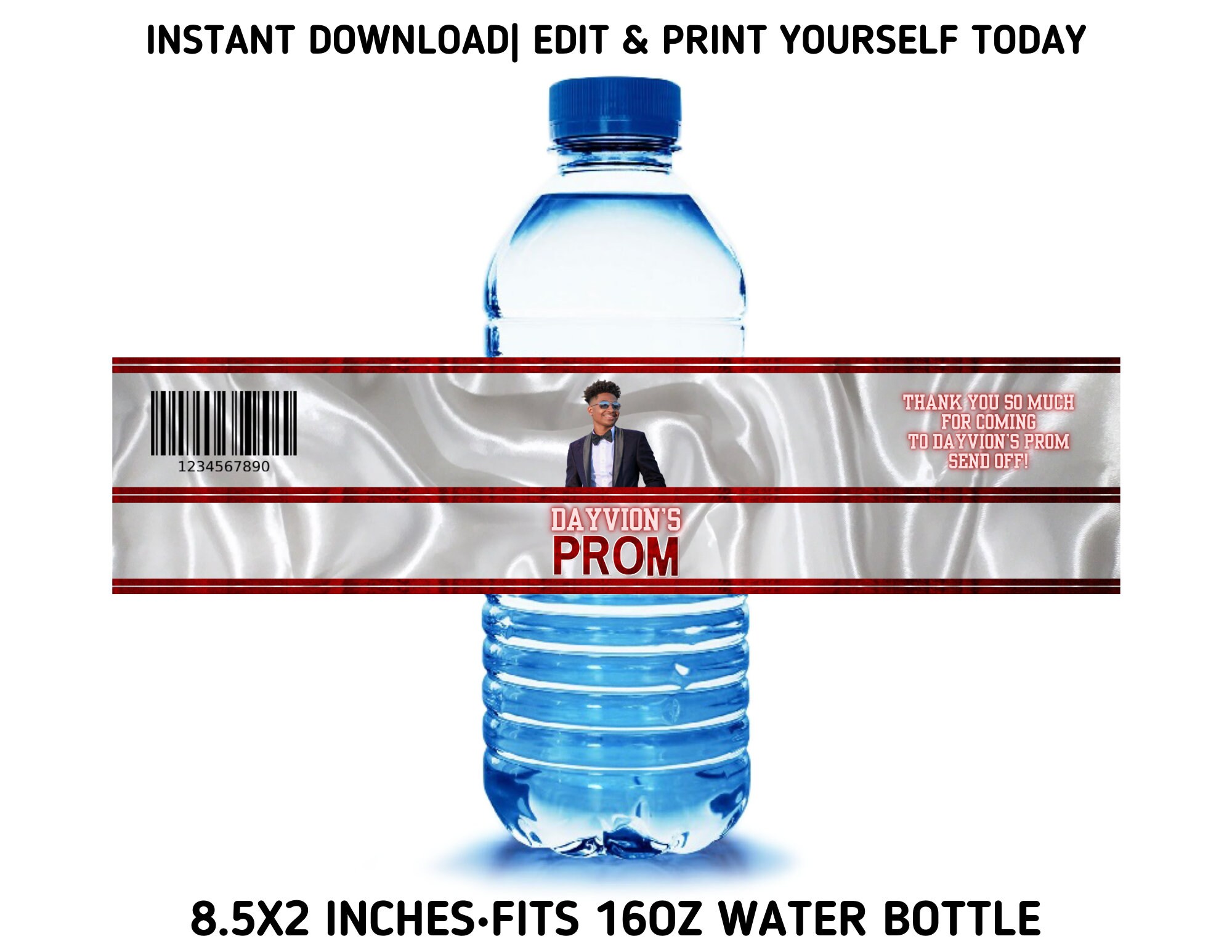 Red Prom Party Chip Bag, Water Bottle Labels & Candy Bar Wrapper ...