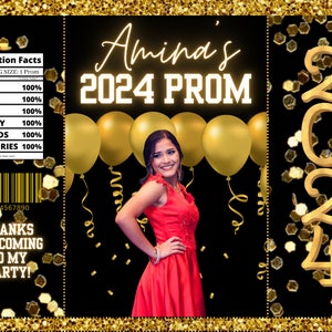 Gold/black Prom Chip Bag & Sports Drink Label Template Bundle ...