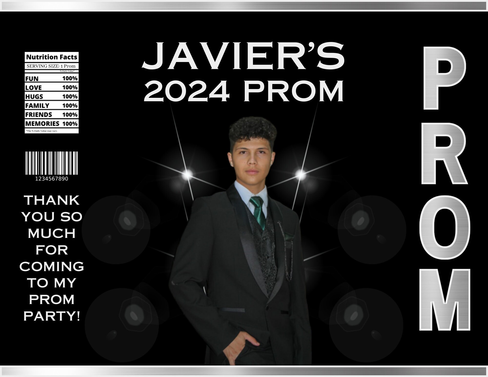 Black Prom Party Template Bundle, 2024 Prom Chip Bag & Water Bottle ...