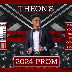 Black and Red Prom Party Template Bundle, 2024 Prom Chip Bag & Water ...