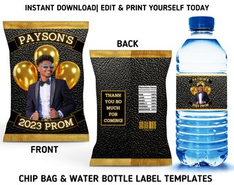 Black and White Prom Party Template Bundle, 2023 Glam Prom Chip Bag ...