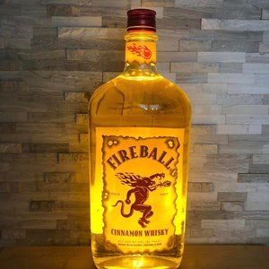 FIREBALL Whiskey Lamp Handmade Liquid Bottle Lamp With Charred Wood ...