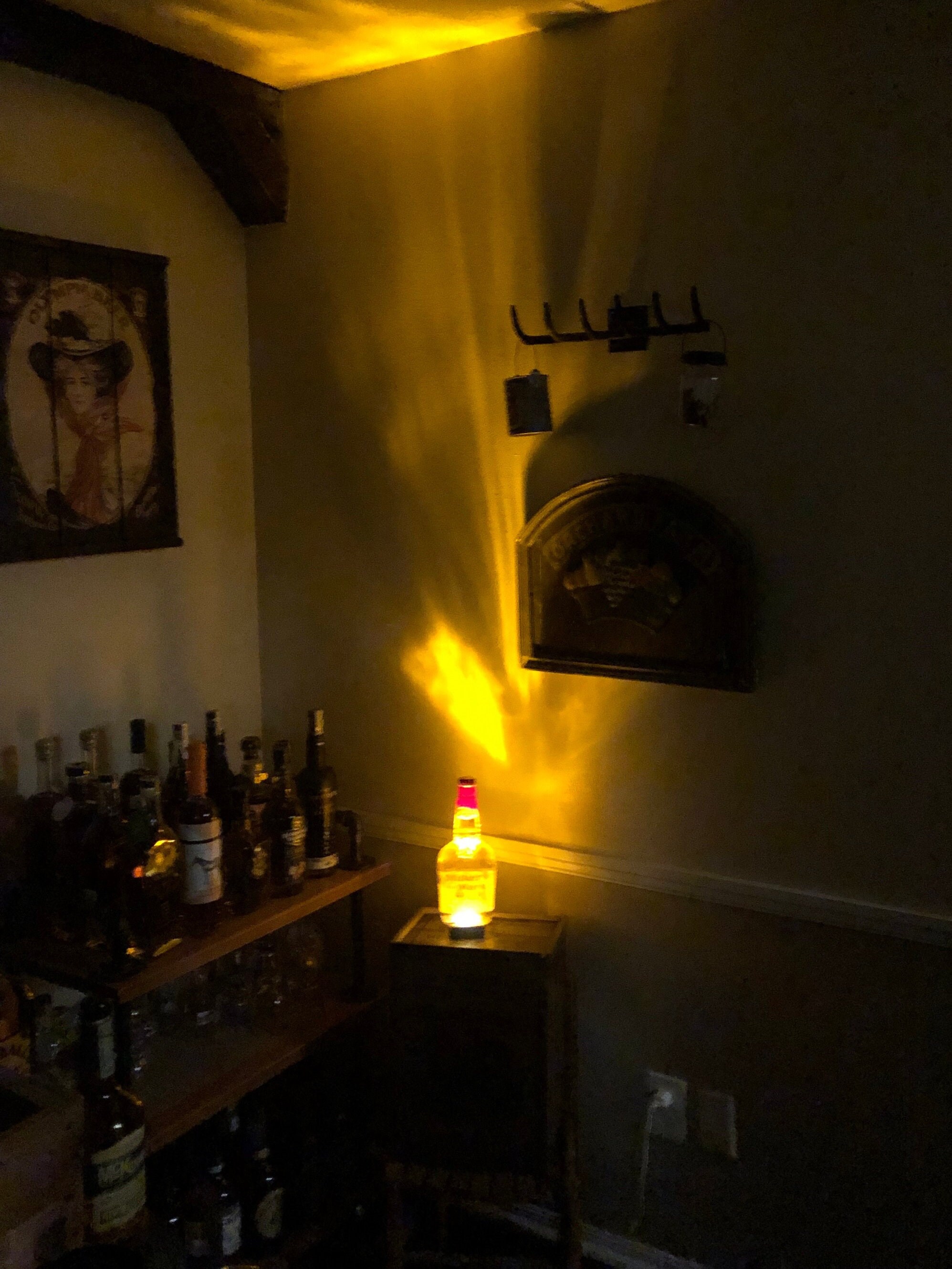 MAKER’S MARK LAMP -handmade Liquid Bottle Lamp W/ Charred Wood Base (1 ...