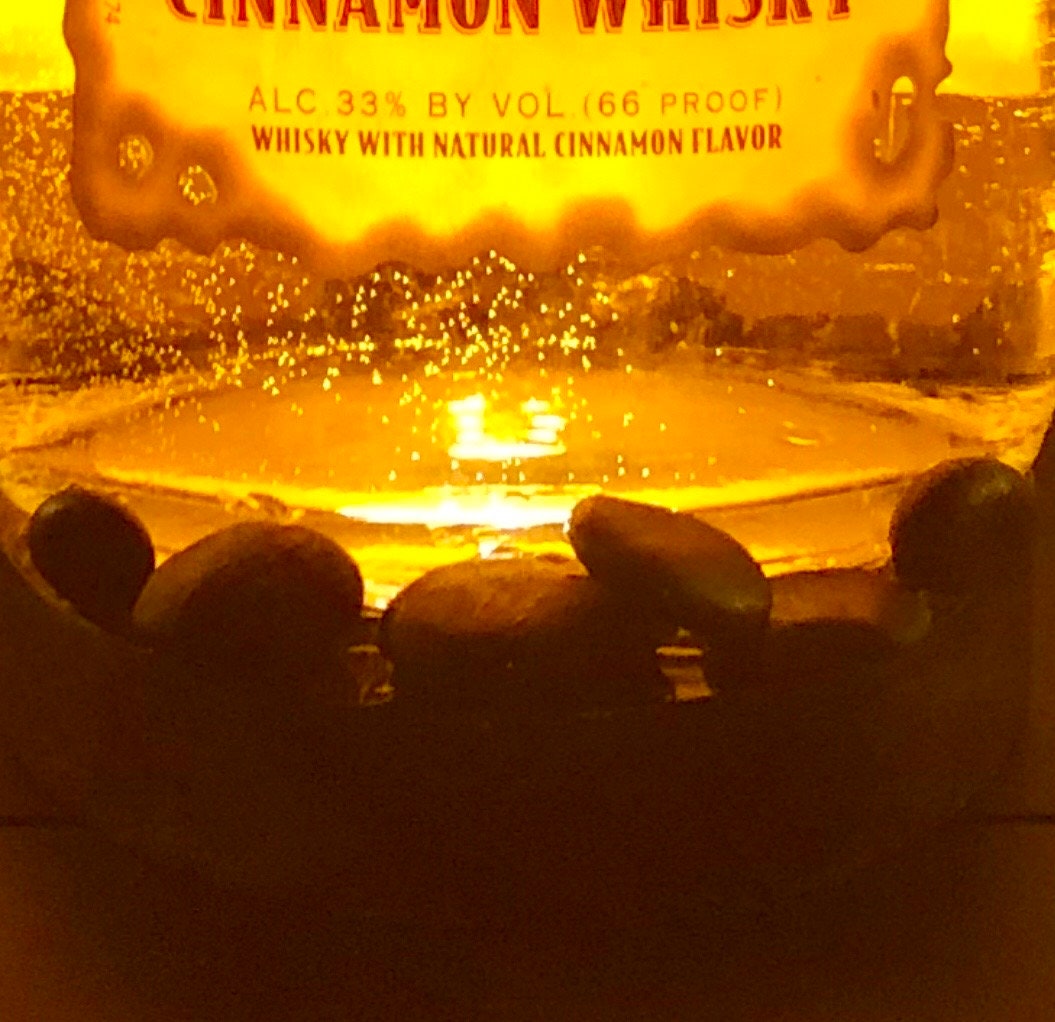 FIREBALL Whiskey Lamp - Handmade Liquid Bottle Lamp With Charred Wood ...