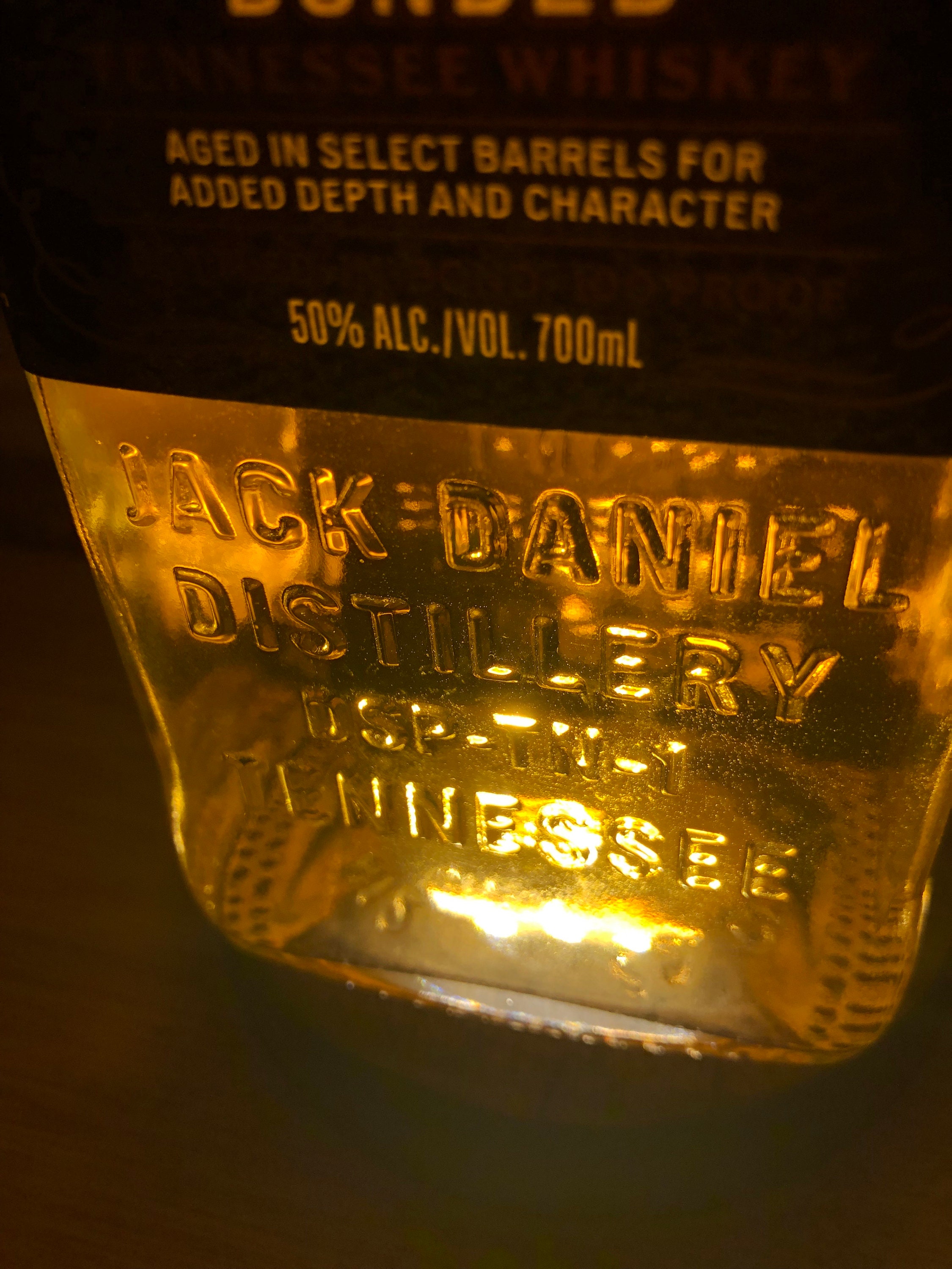 JACK DANIEL’S Bonded LAMP - Handmade Liquid Bottle Lamp W/ Charred Wood ...