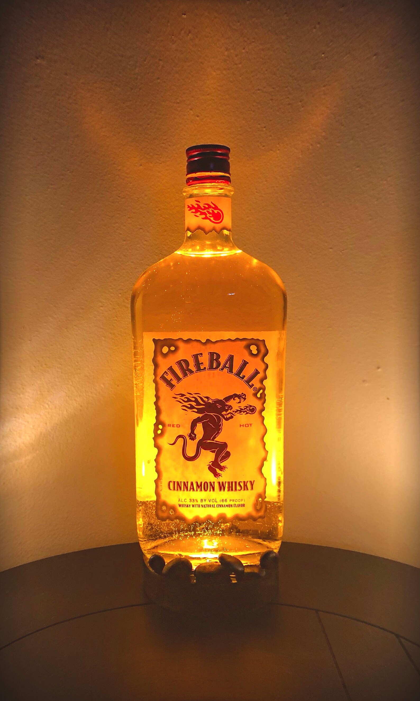 FIREBALL Whiskey Lamp - Handmade Liquid Bottle Lamp With Charred Wood ...