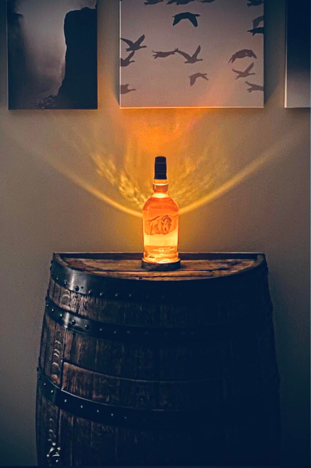 BUFFALO TRACE Lamp - Handmade Liquid Bottle Lamp W/ Charred Wood Base ...