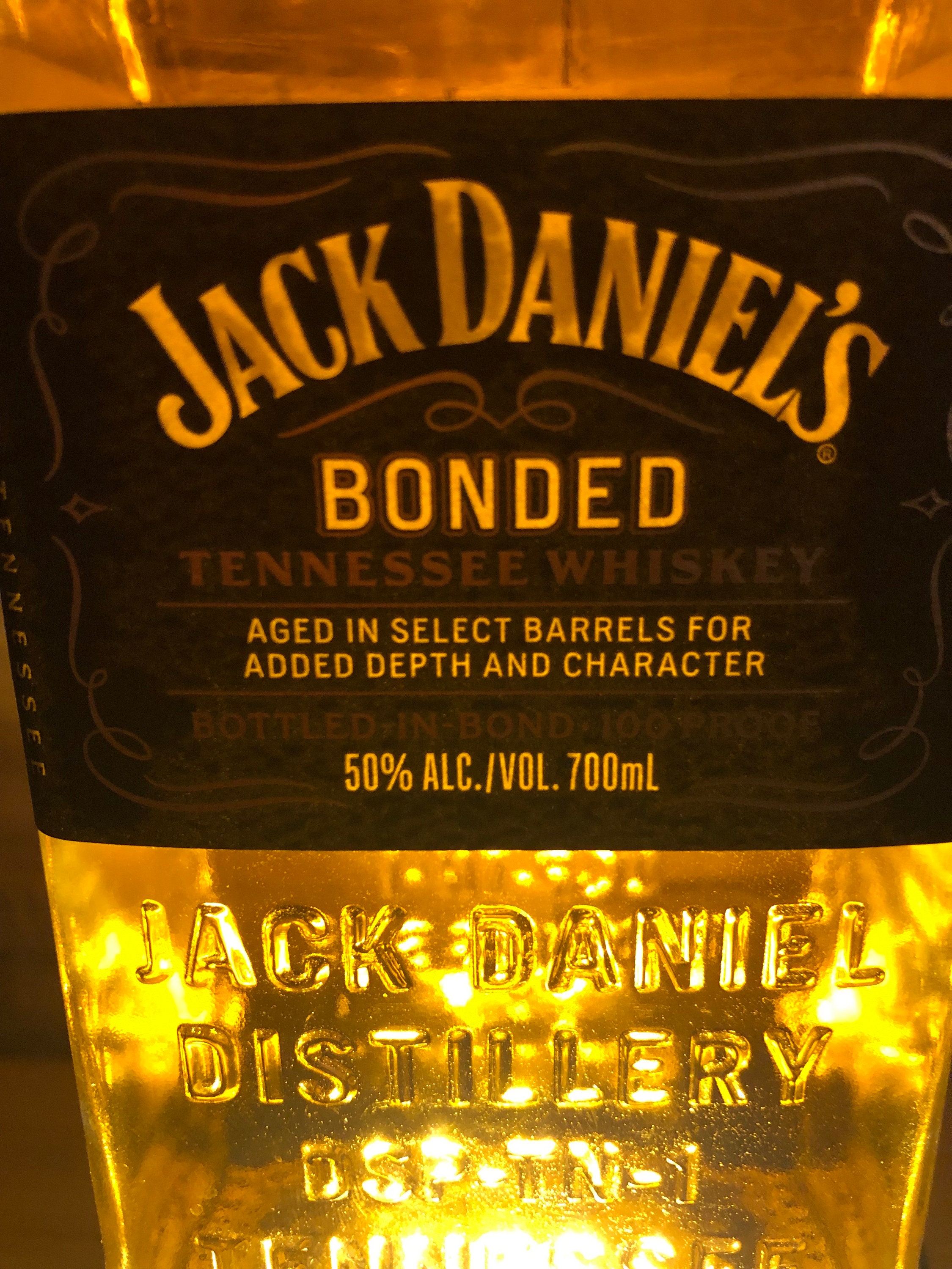 JACK DANIEL’S Bonded LAMP - Handmade Liquid Bottle Lamp W/ Charred Wood ...