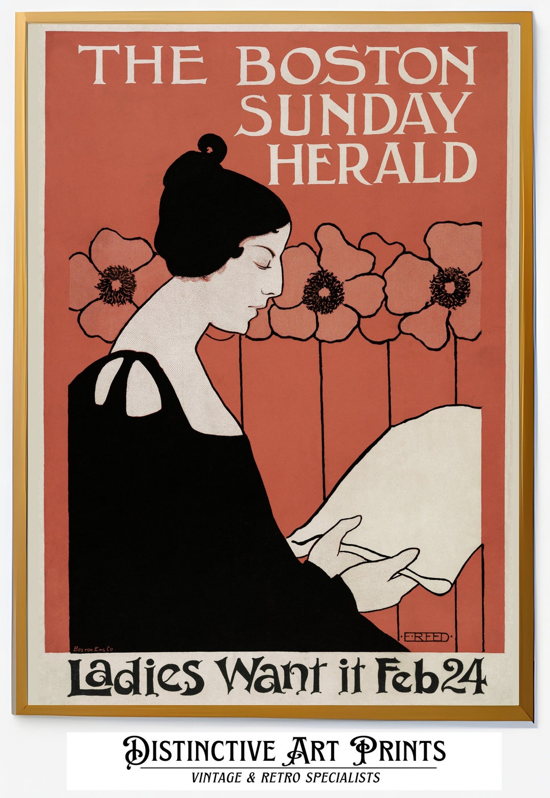 Vintage Newspaper Advertising Poster | Art Nouveau | Digital Download ...