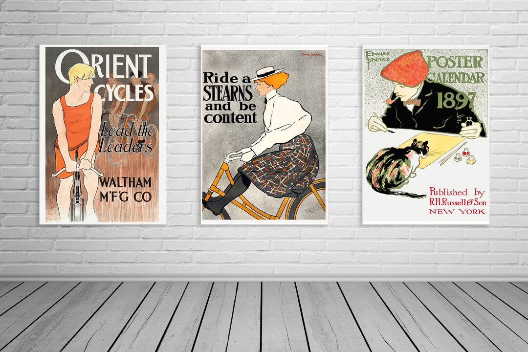 Set of Three Art Nouveau Posters | Vintage Poster Tryptic | Edward ...