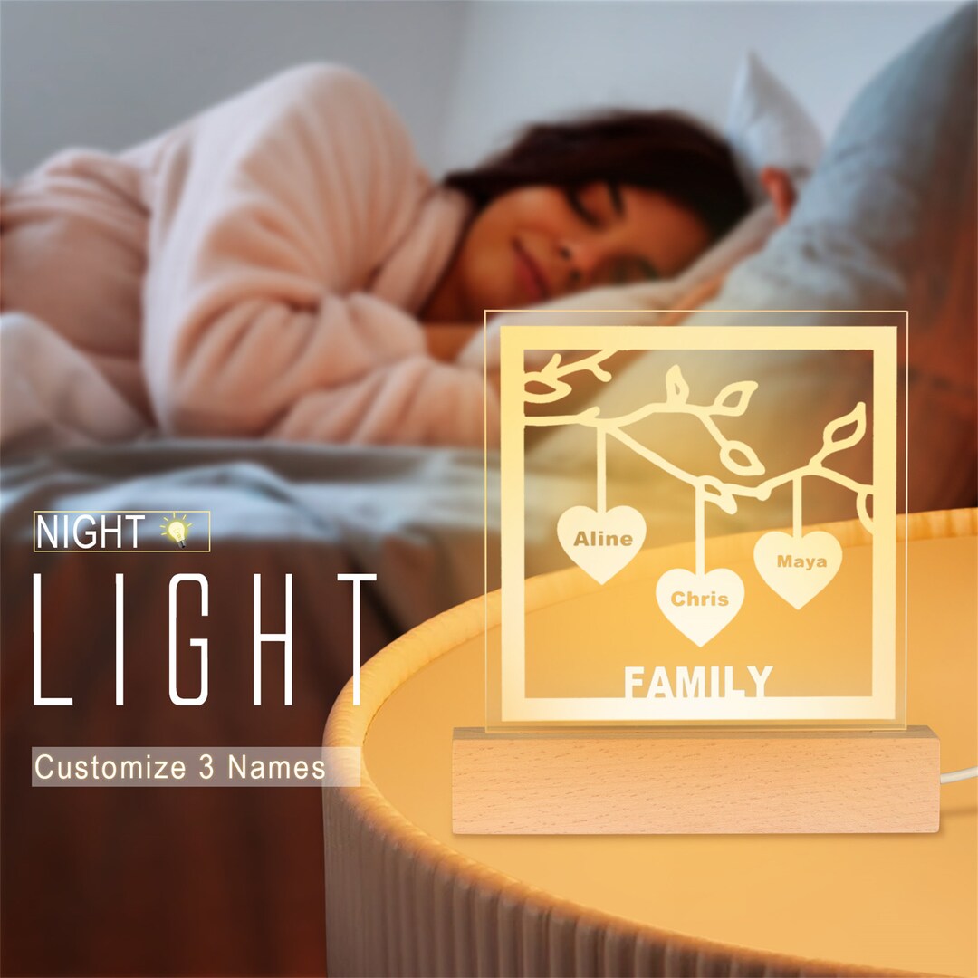 Grandkids Lamp Family Tree Night Light With Kids Names - Etsy