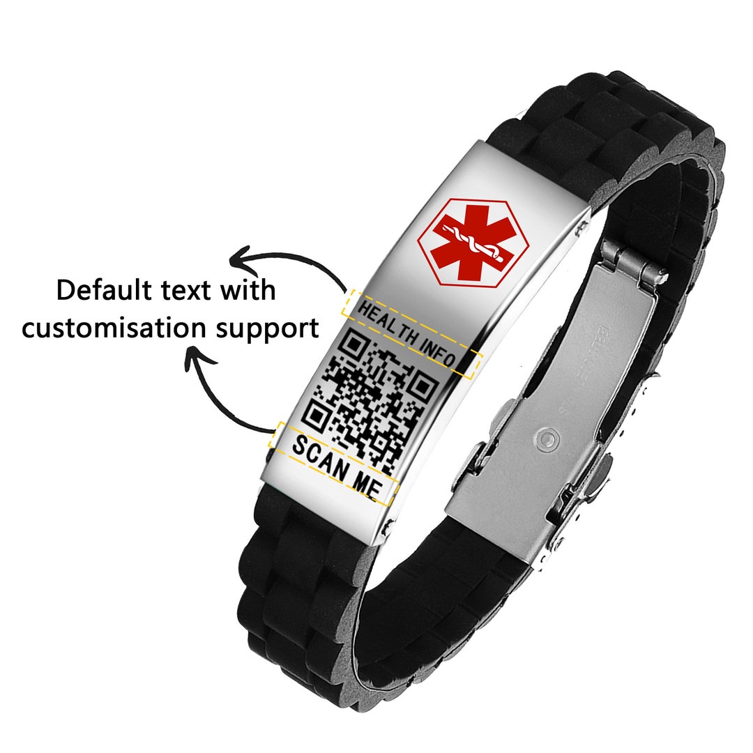Medical Alert Bracelet With QR Code, Medical ID Bracelet, Silicone ...