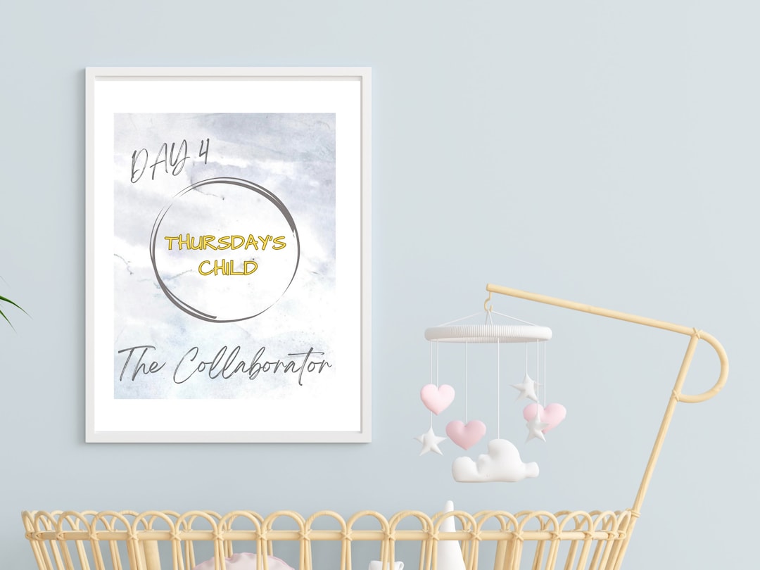 THURSDAY'S CHILD Personality: Printable Wall Art, Baby Astrology ...