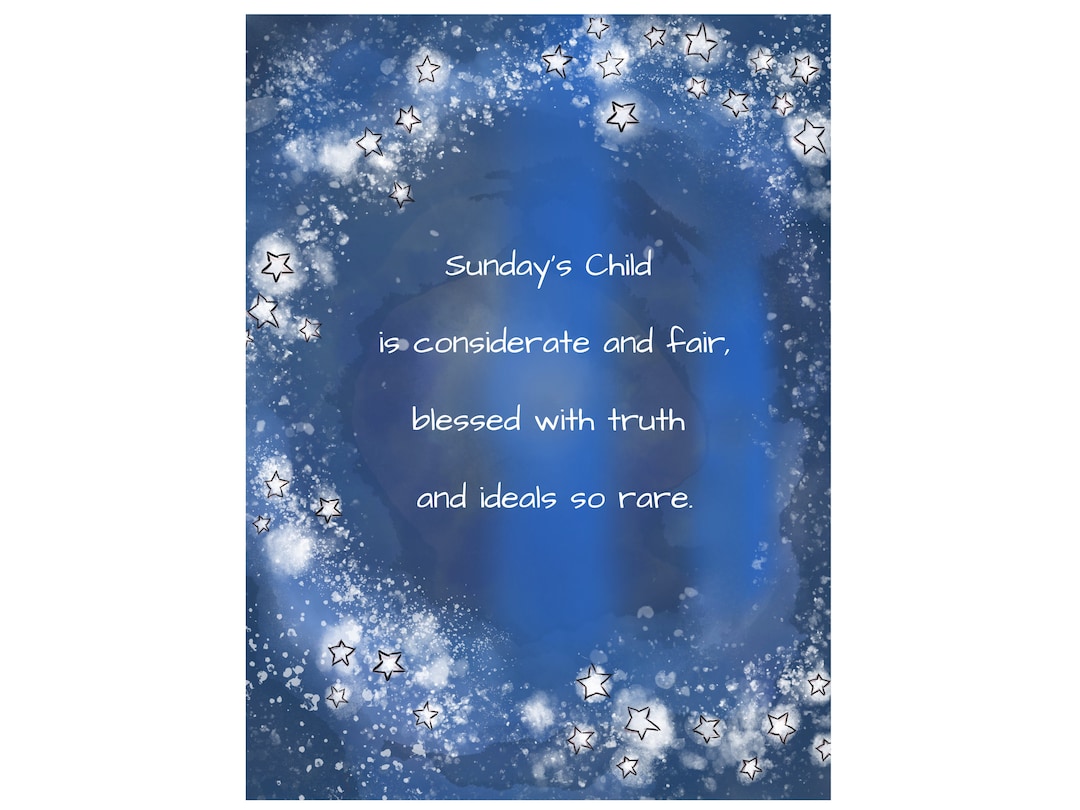 SUNDAY'S CHILD Rhyme: Nursery Décor Featuring the Verse for Children ...