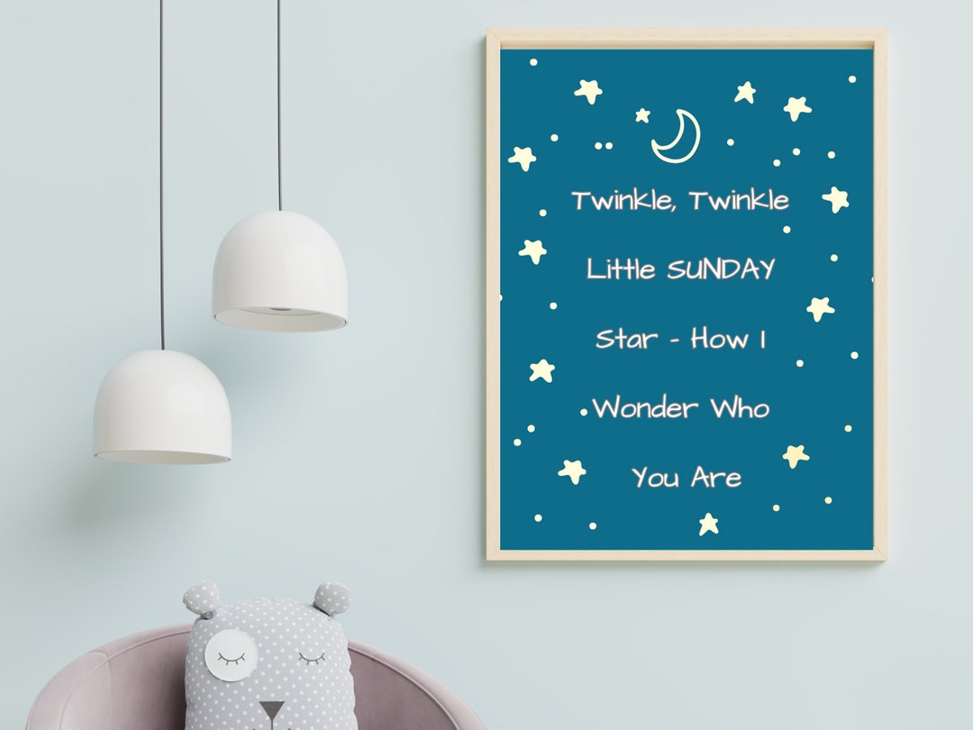 TWINKLE, TWINKLE Little “SUNDAY” Star! Nursery Rhyme Instant Printable ...